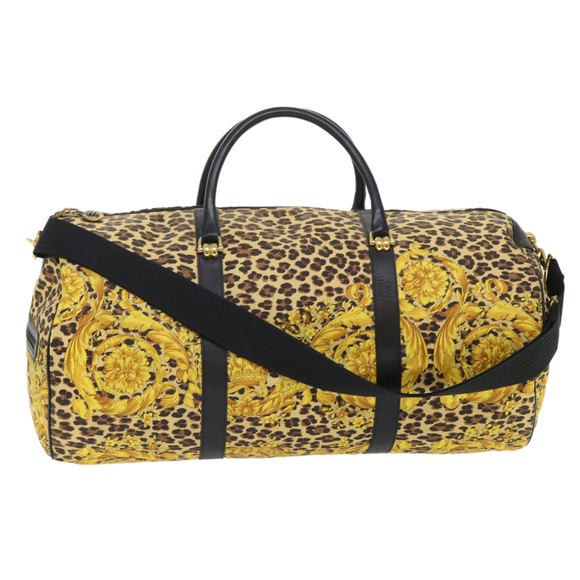 Versace | Bags | Versace Baroque Pattern Leopard Boston Bag Nylon 2way ...